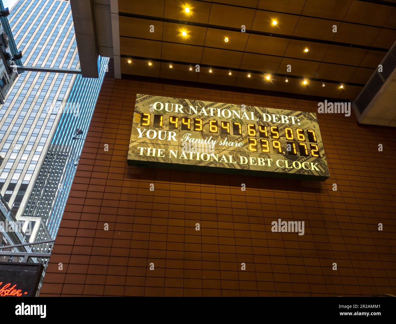 The National Debt Clock in the Anita’s Way arcade in Times Square in ...