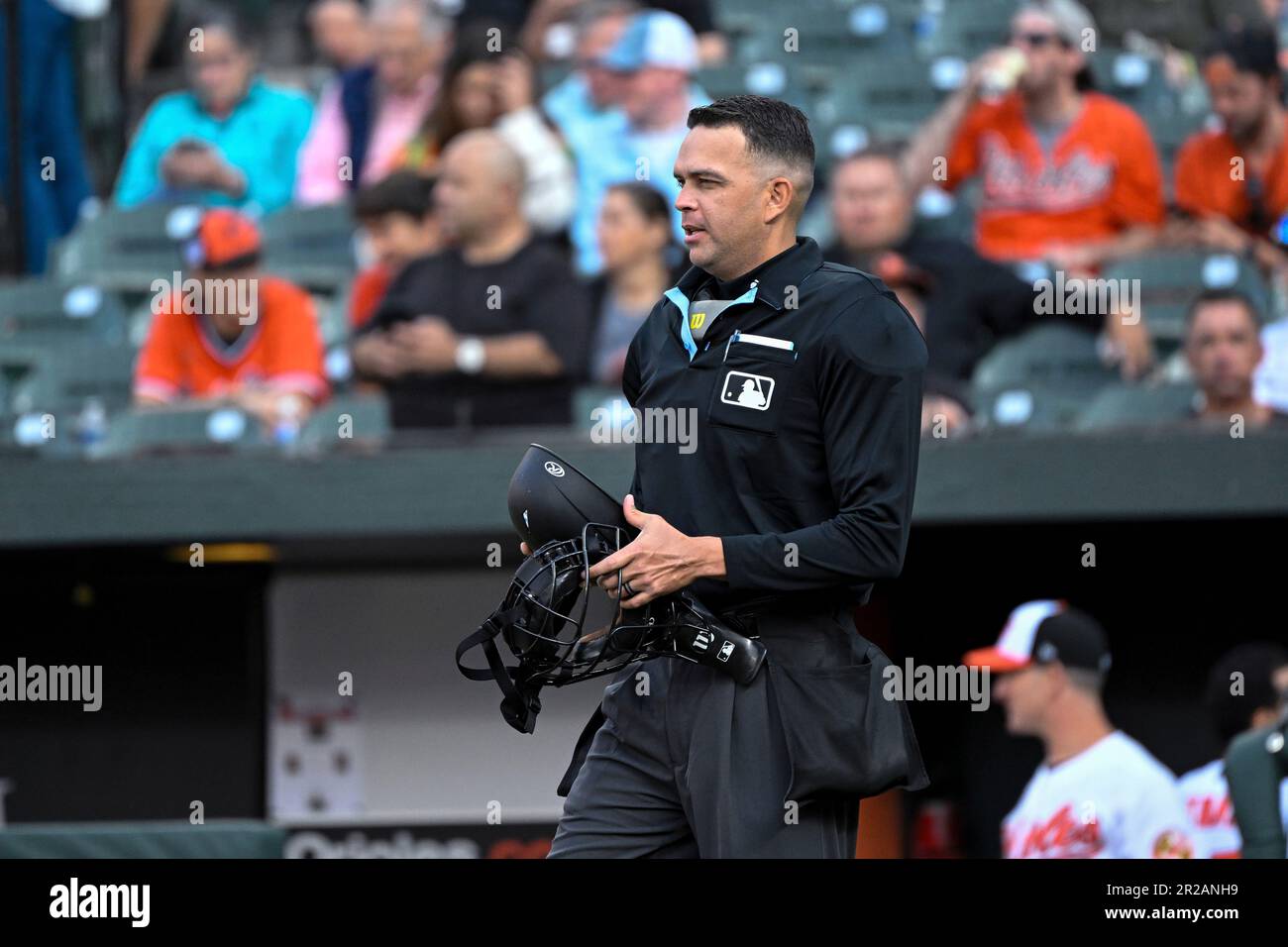 Umpire Emil Jimenez looks on during a baseball game between the ...