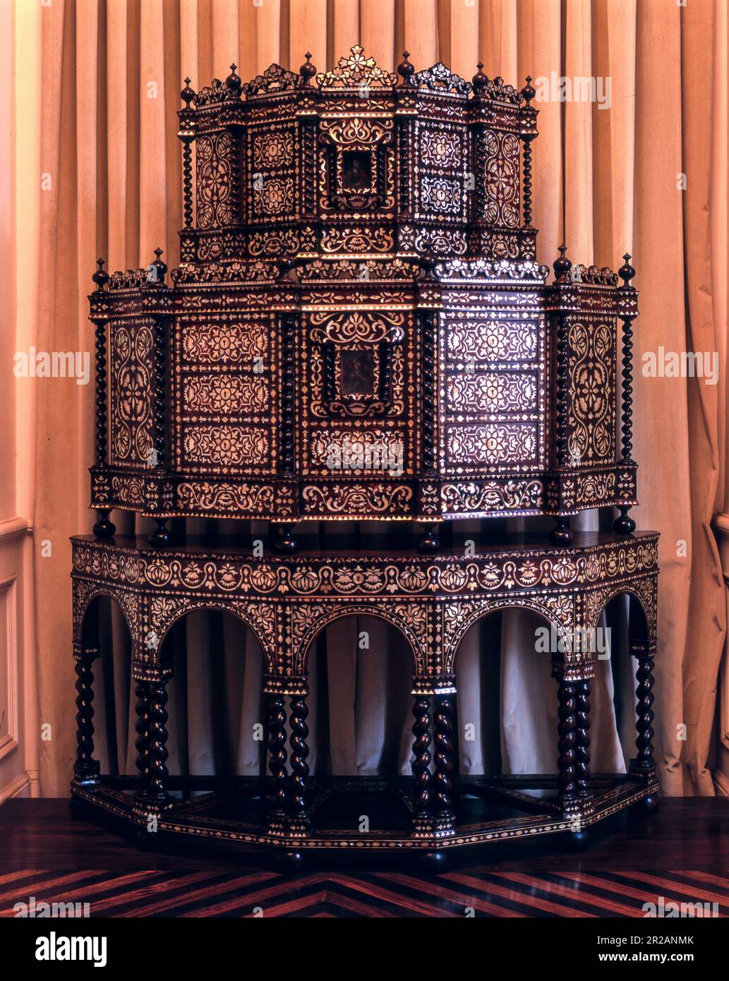 Peru.Lima.Pedro de Osma Museum.XVIII century wooden drawer with mother ...