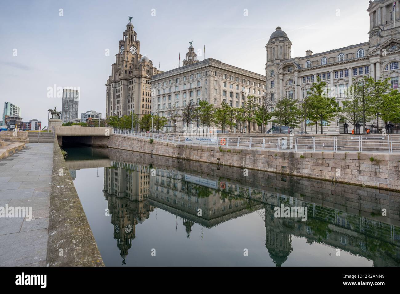 An HDR image of the Three Graces in Liverpool comprising the Royal ...