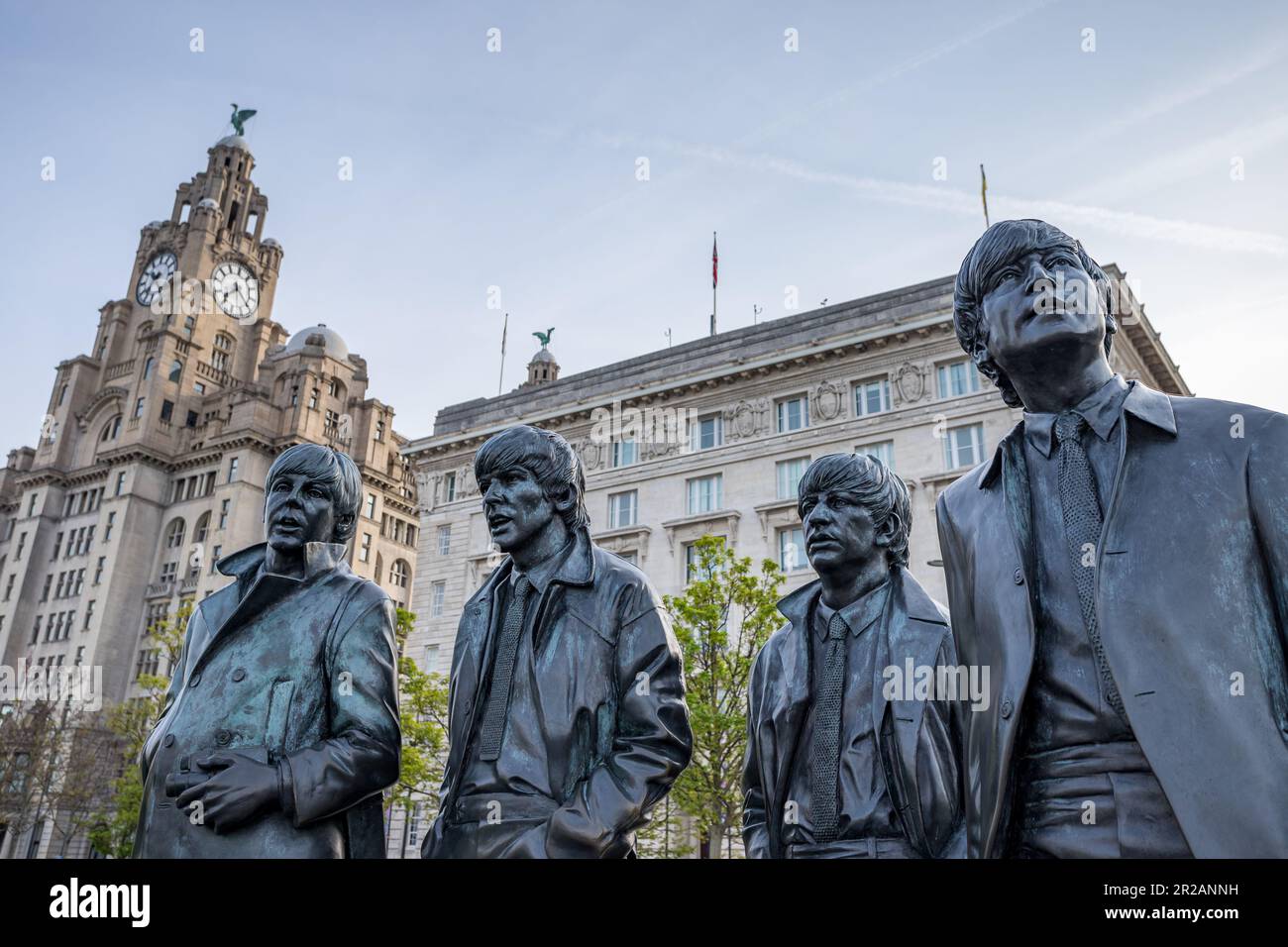 The Fab Four statue seen on the Liverpool waterfront in May 2023 Stock ...