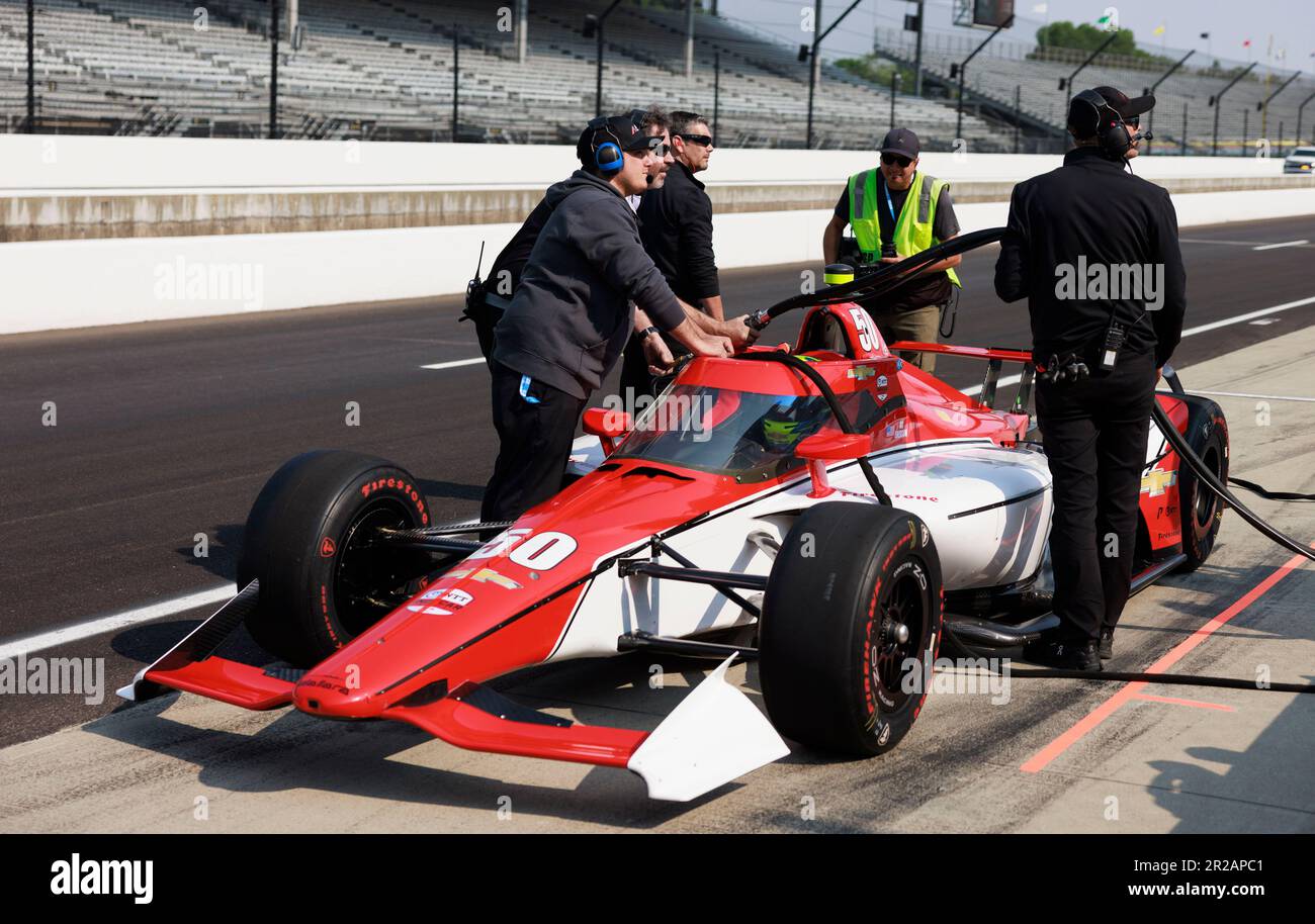 INDIANAPOLIS, INDIANA - MAY 17: IndyCar driver RC Enerson’s (50) team ...