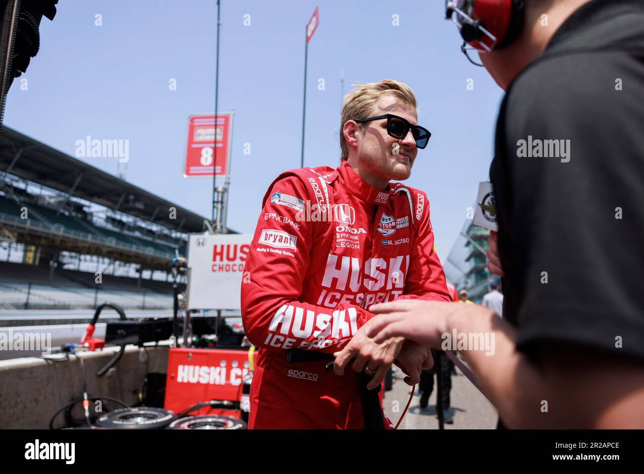 INDIANAPOLIS, INDIANA - MAY 17: IndyCar driver Marcus Ericsson speaks ...