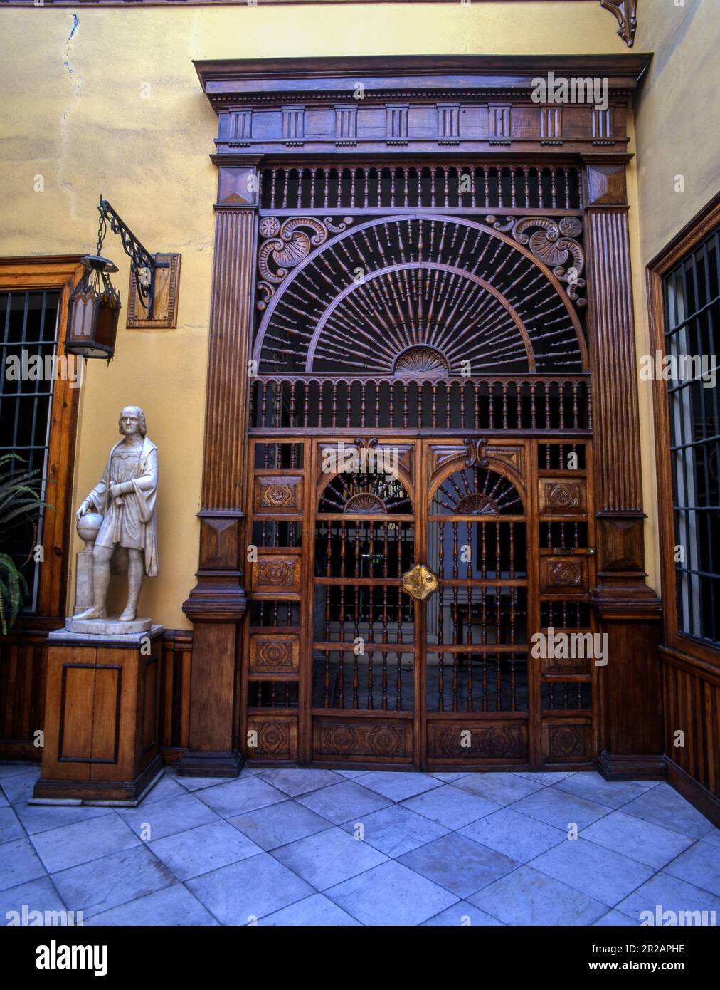 Colonial mansion, Aliaga house (17th century) in Lima city, Perú Stock ...