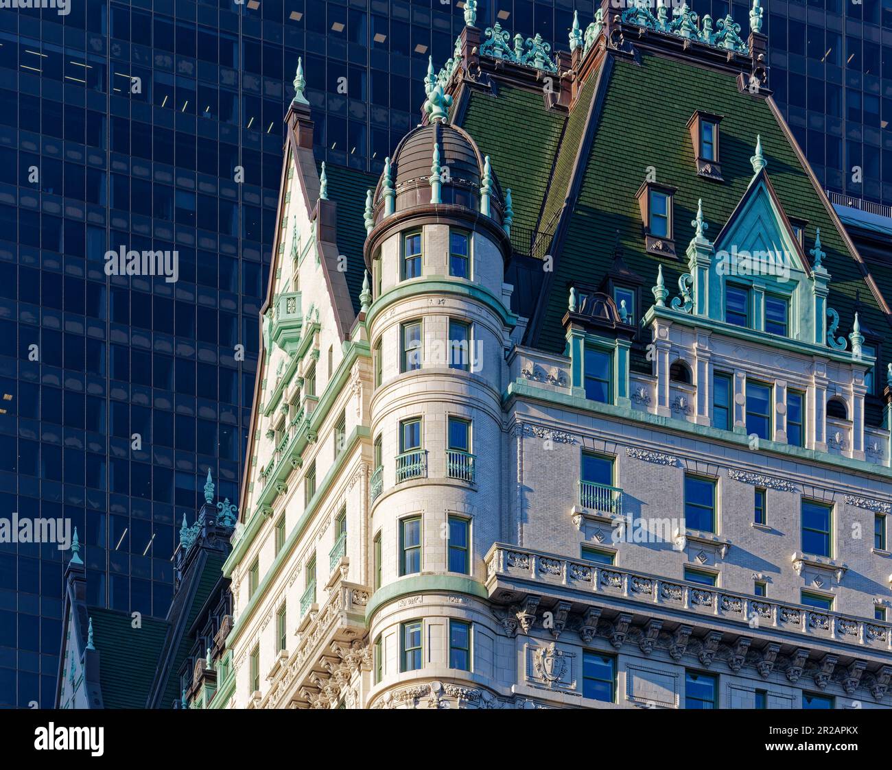 Plaza Hotel Detail: The northeastern turret and mansard roof, against ...