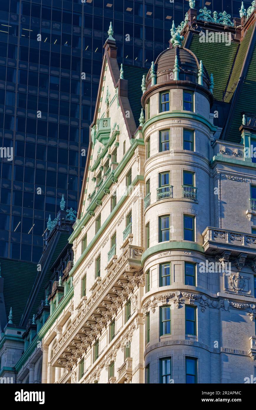 Plaza Hotel Detail: The northeastern turret and mansard roof, against ...