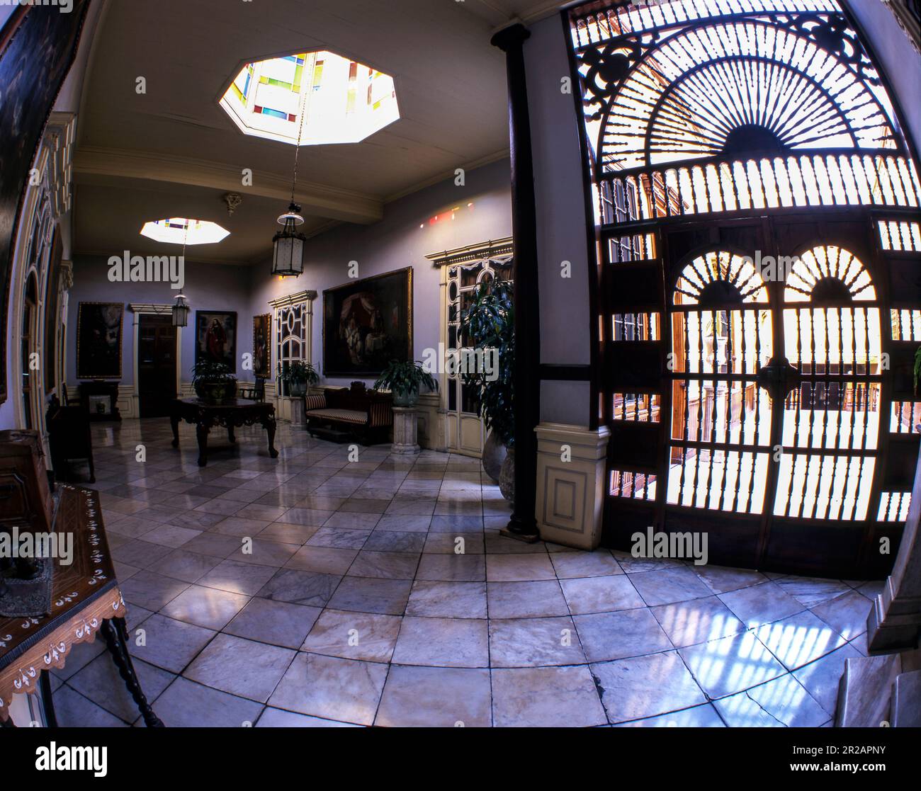 Colonial mansion, Aliaga house (17th century) in Lima city, Perú Stock ...