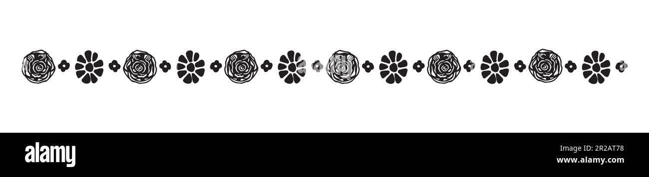 Quirky floral botanic vector border isolated on white background ...