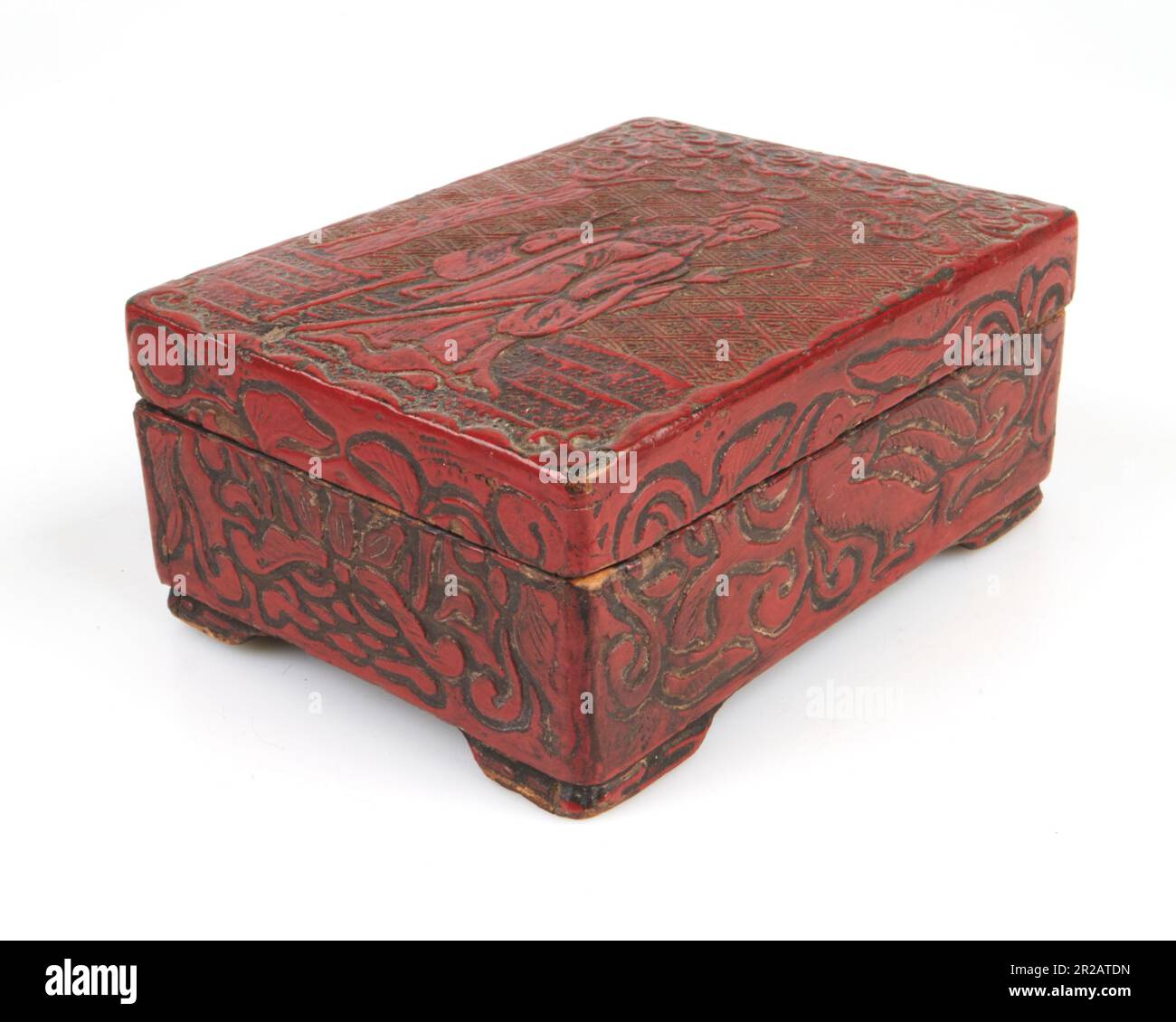 Antique Chinese carved cinnabar lacquer rectangular box Stock Photo - Alamy