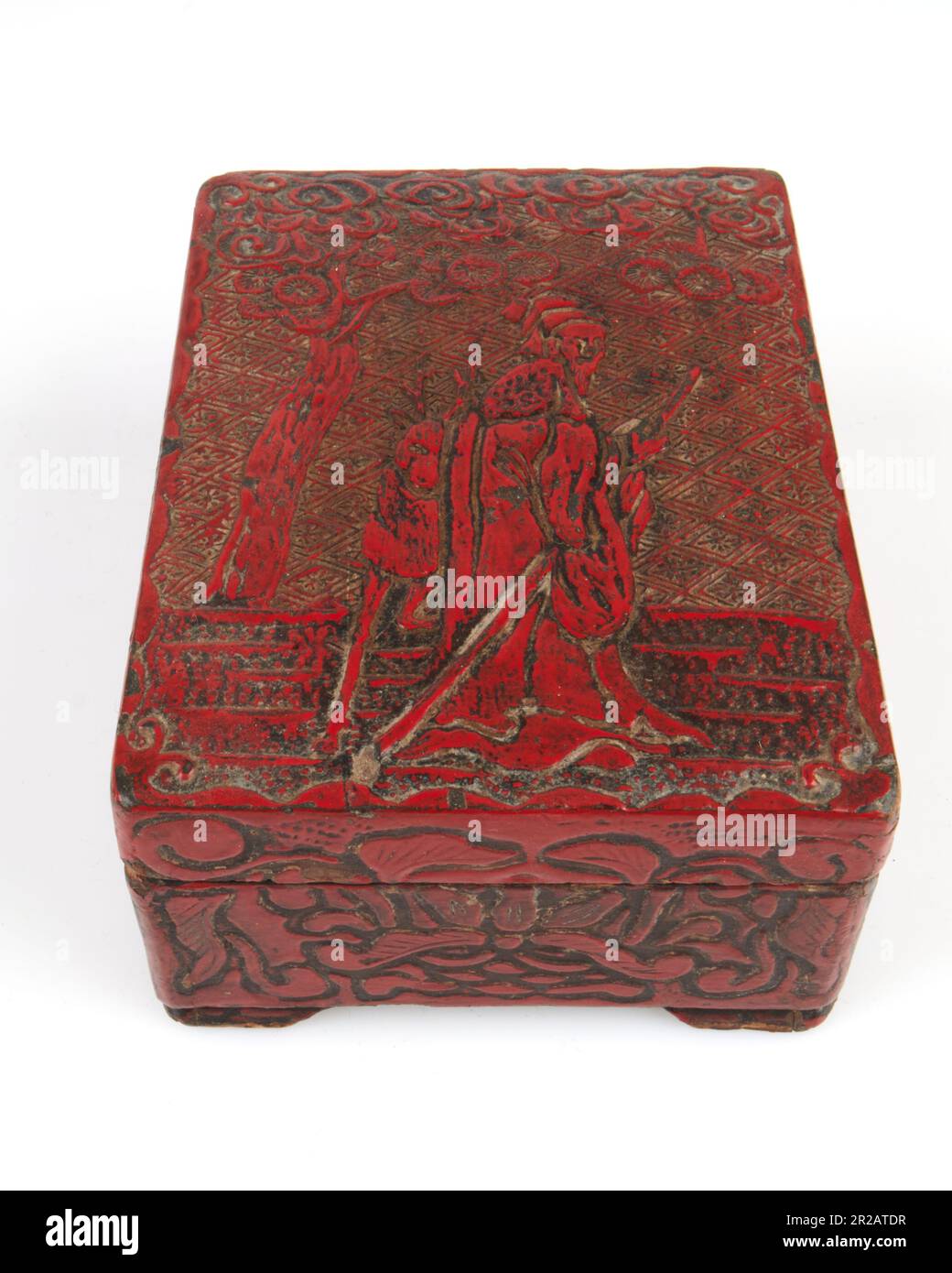Antique Chinese carved cinnabar lacquer rectangular box Stock Photo - Alamy