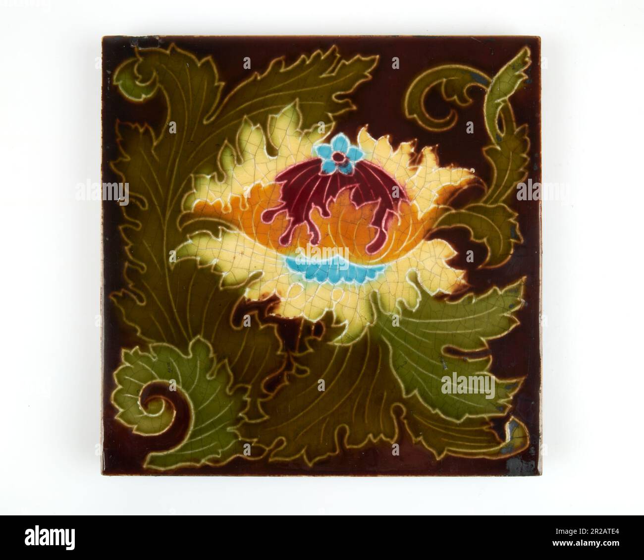 Antique 1900s Art Nouveau Minton Secessionist red and amber pottery ...