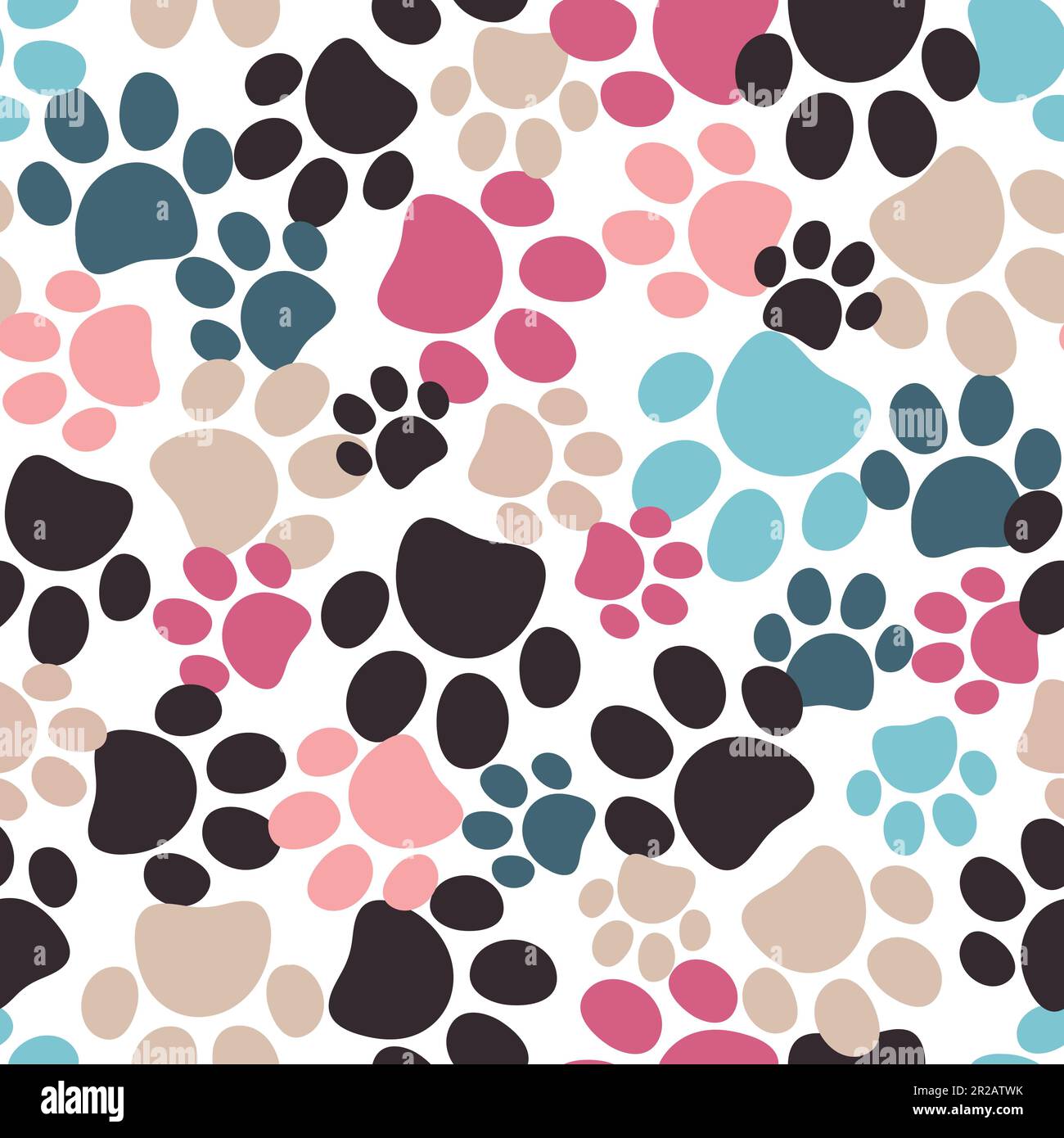 Seamless pet paw pattern. Cat or dog footprint background. Vector ...
