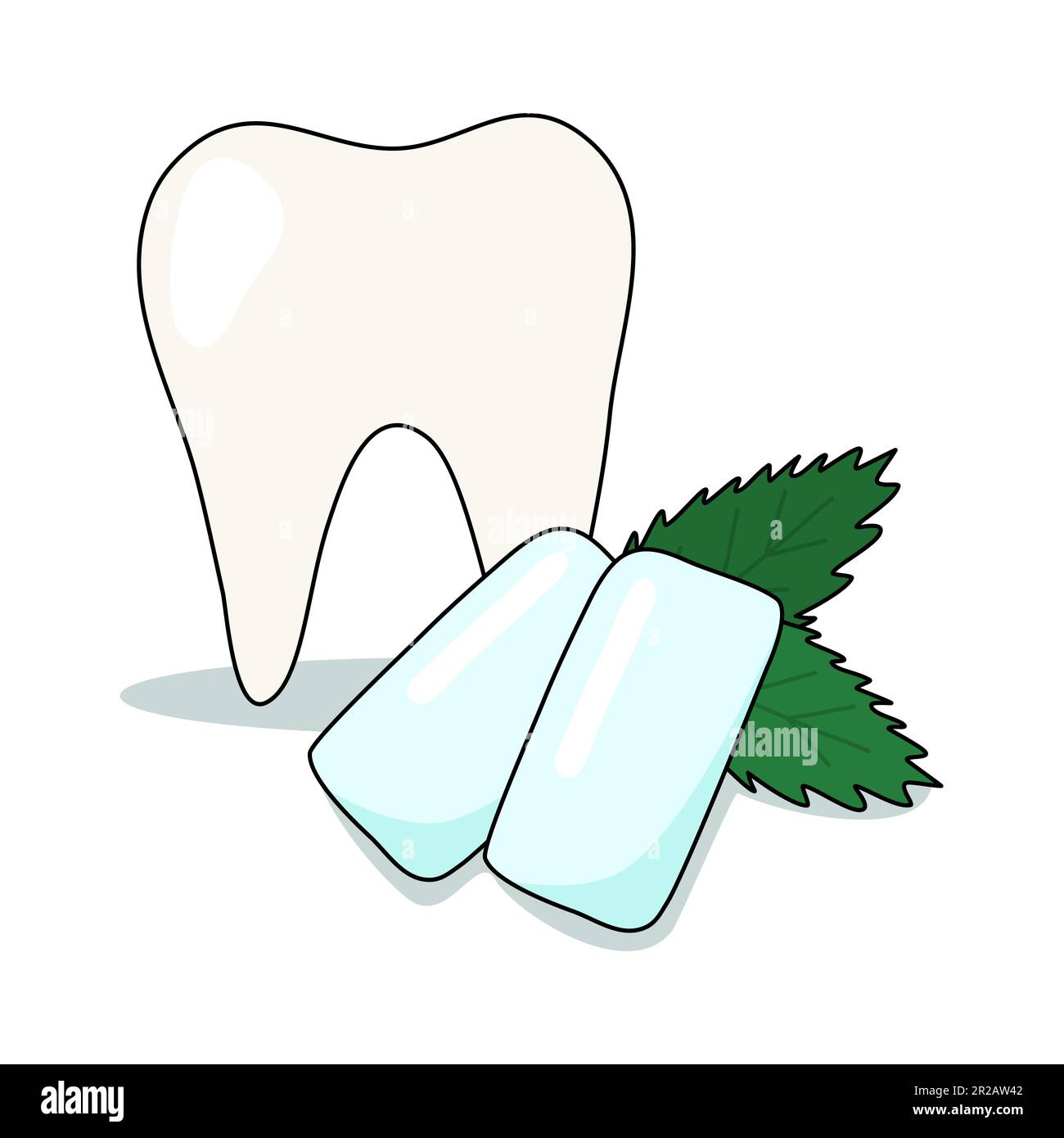 Tooth with mint chewing gum pads, dental care concept, vector ...