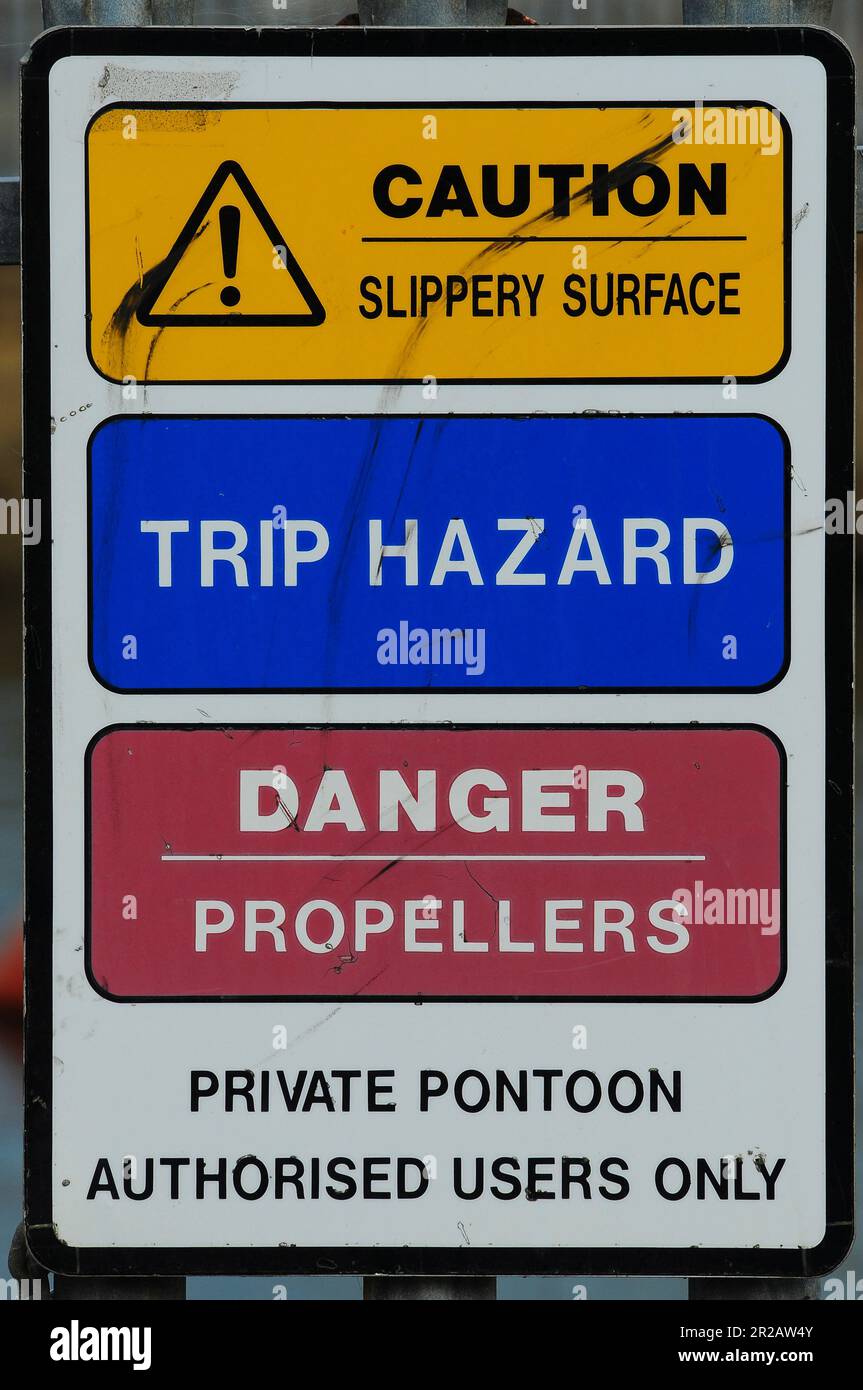 Maritime warning sign in Portland harbour, Dorset Stock Photo - Alamy