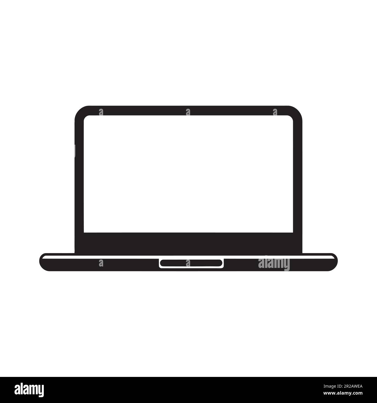Black laptop icon on a white background. simple design. Vector ...