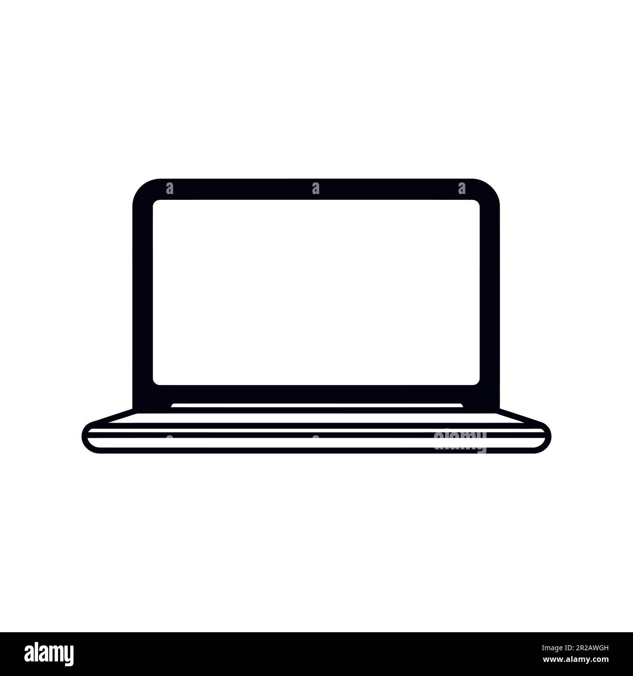Black laptop icon on a white background. simple design. Vector ...