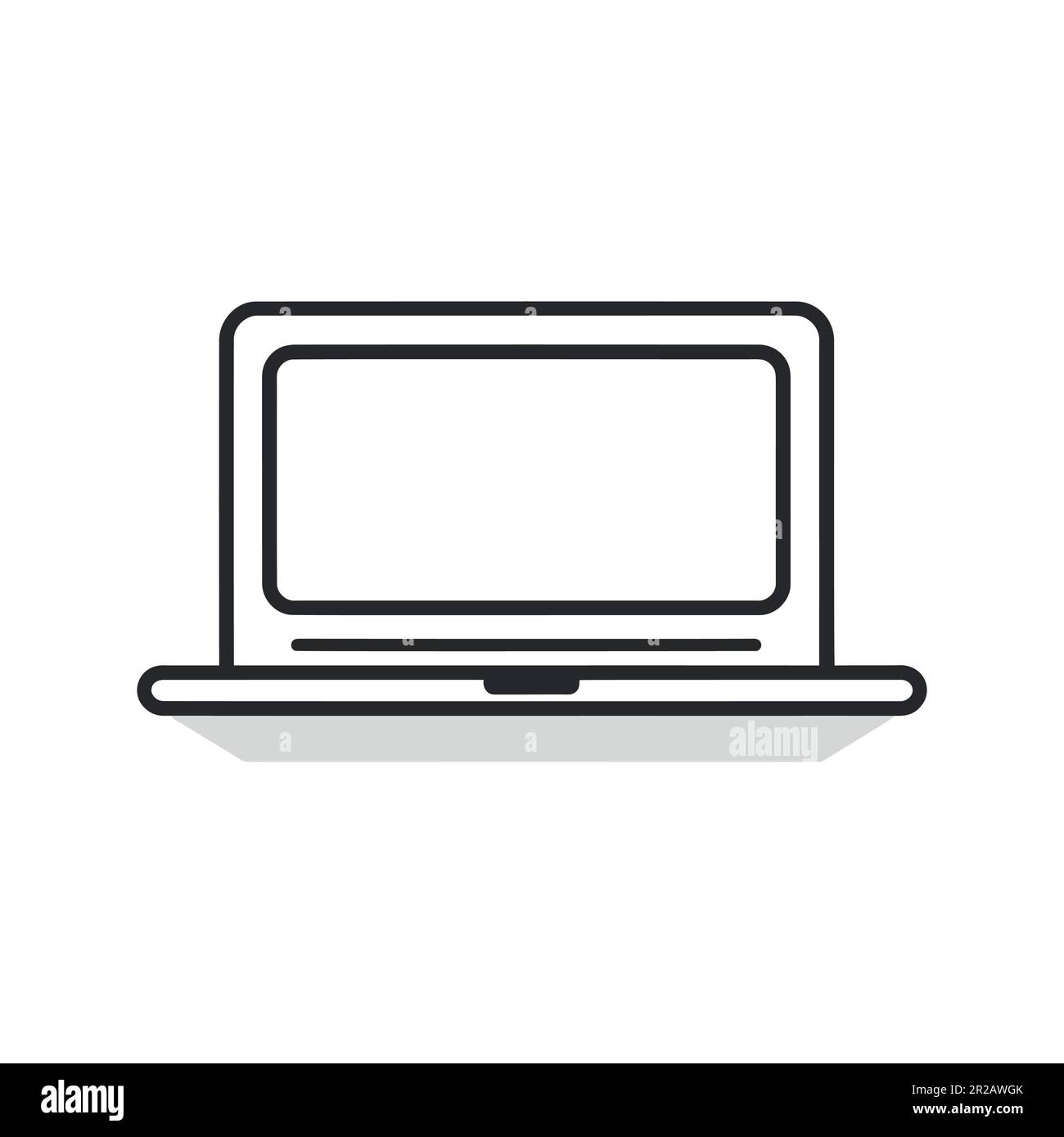 Black laptop icon on a white background. simple design. Vector ...