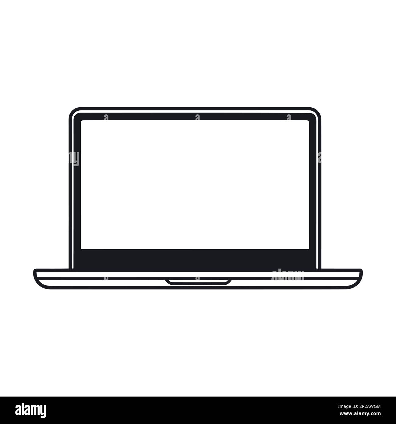 Black laptop icon on a white background. simple design. Vector ...