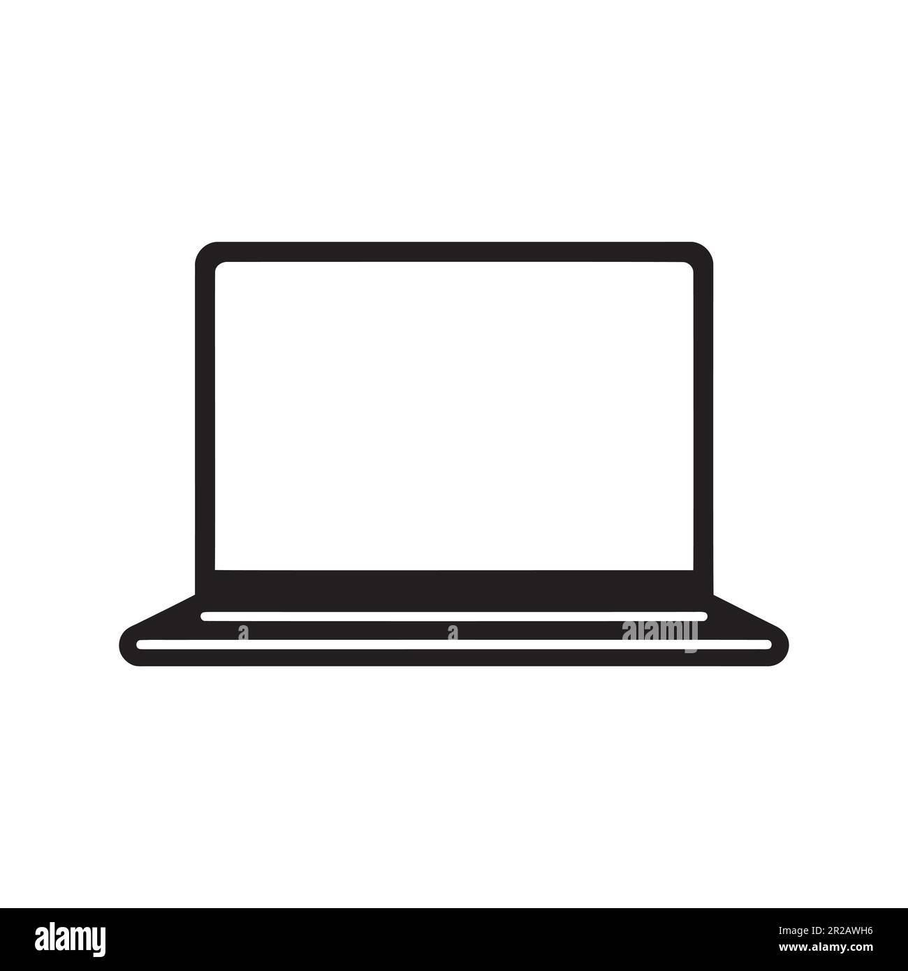 Black laptop icon on a white background. simple design. Vector ...