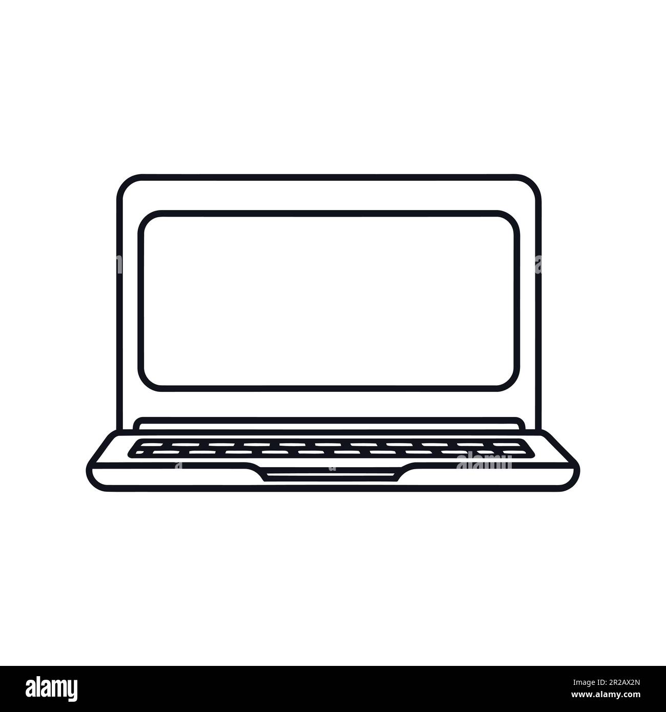 Black laptop icon on a white background. simple design. Vector ...