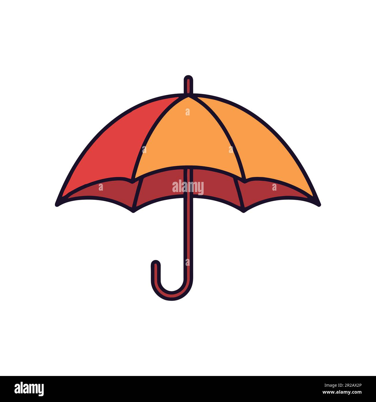 Umbrella in cartoon style, icon on white background. Vector ...