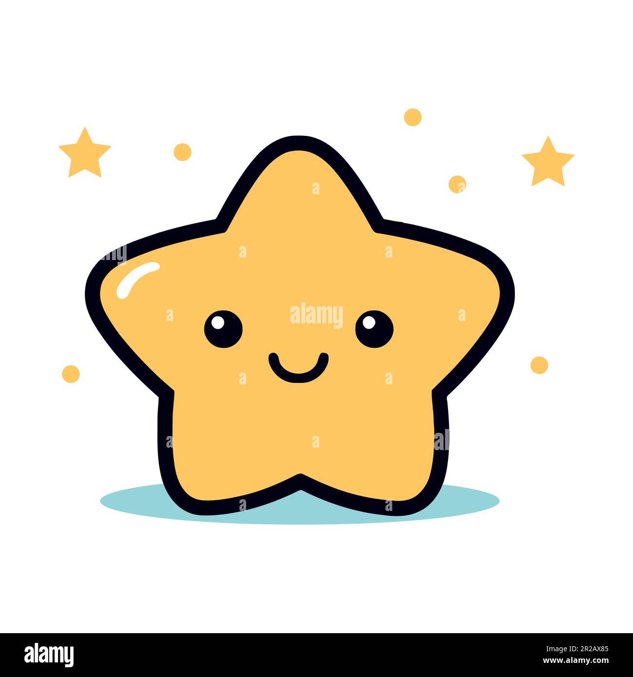cute yellow star in cartoon style isolated on white background. Vector ...