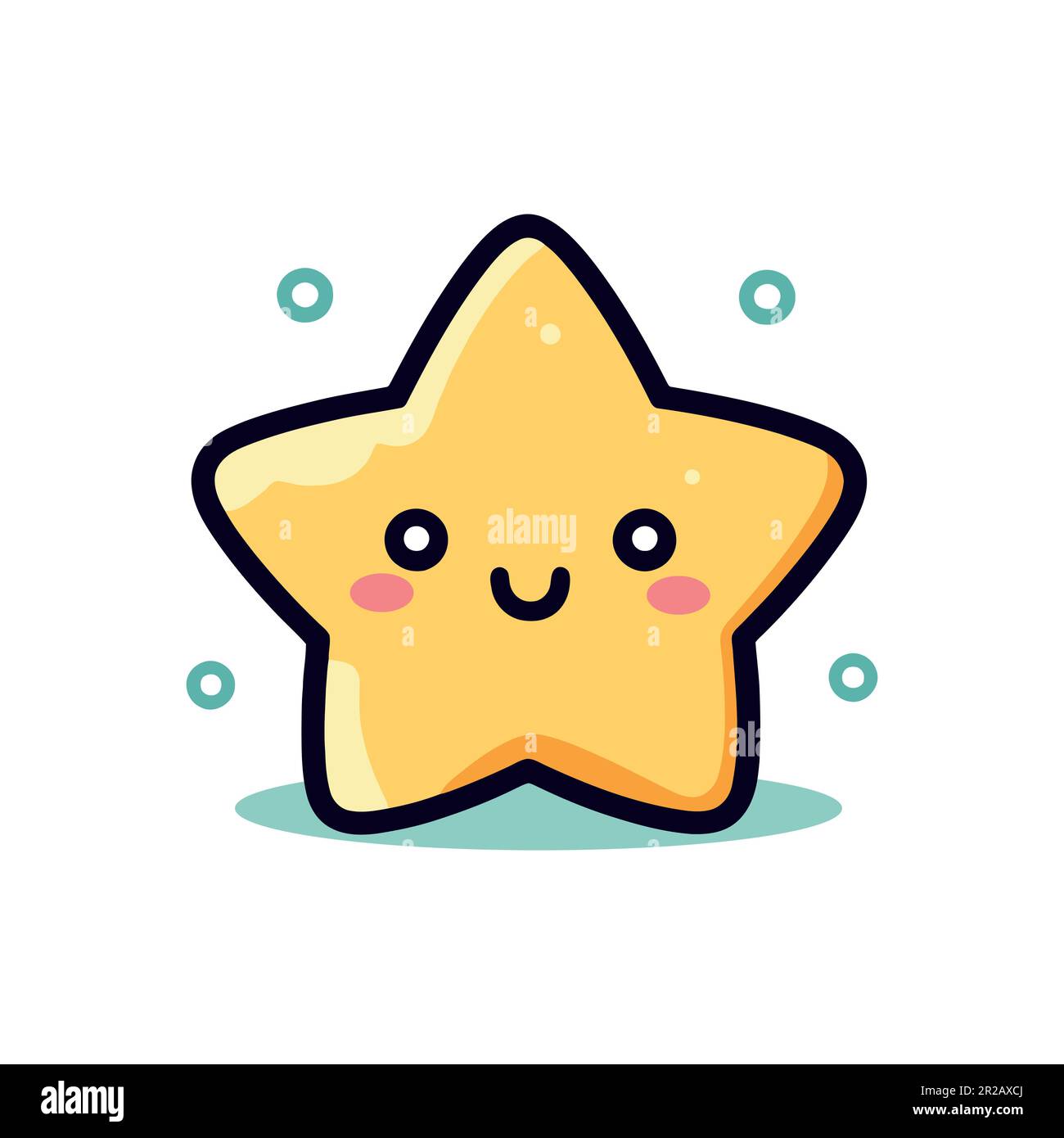 cute yellow star in cartoon style isolated on white background. Vector illustration Stock Vector ...
