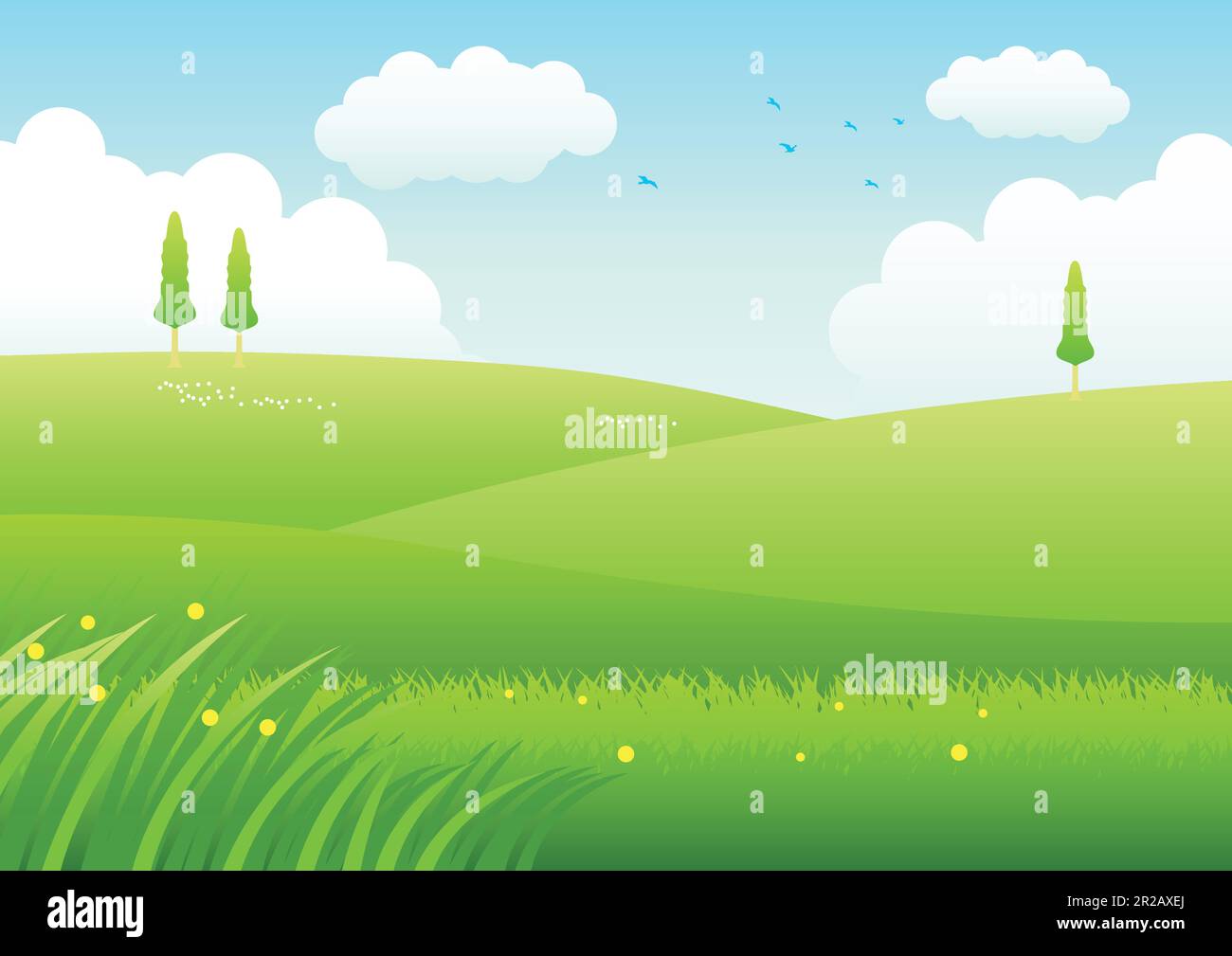 Rural springtime meadow Stock Vector Images - Alamy