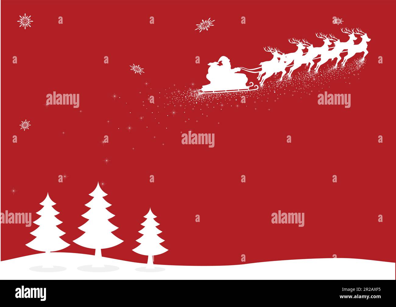 Christmas background or theme, Santa Claus flying with his sleigh Stock ...