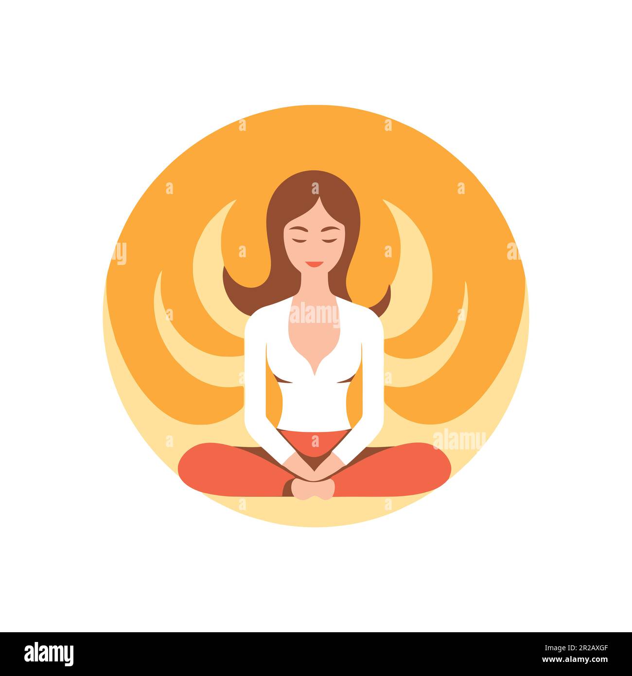 A woman sitting in the lotus position. Flat style logo isolated on ...
