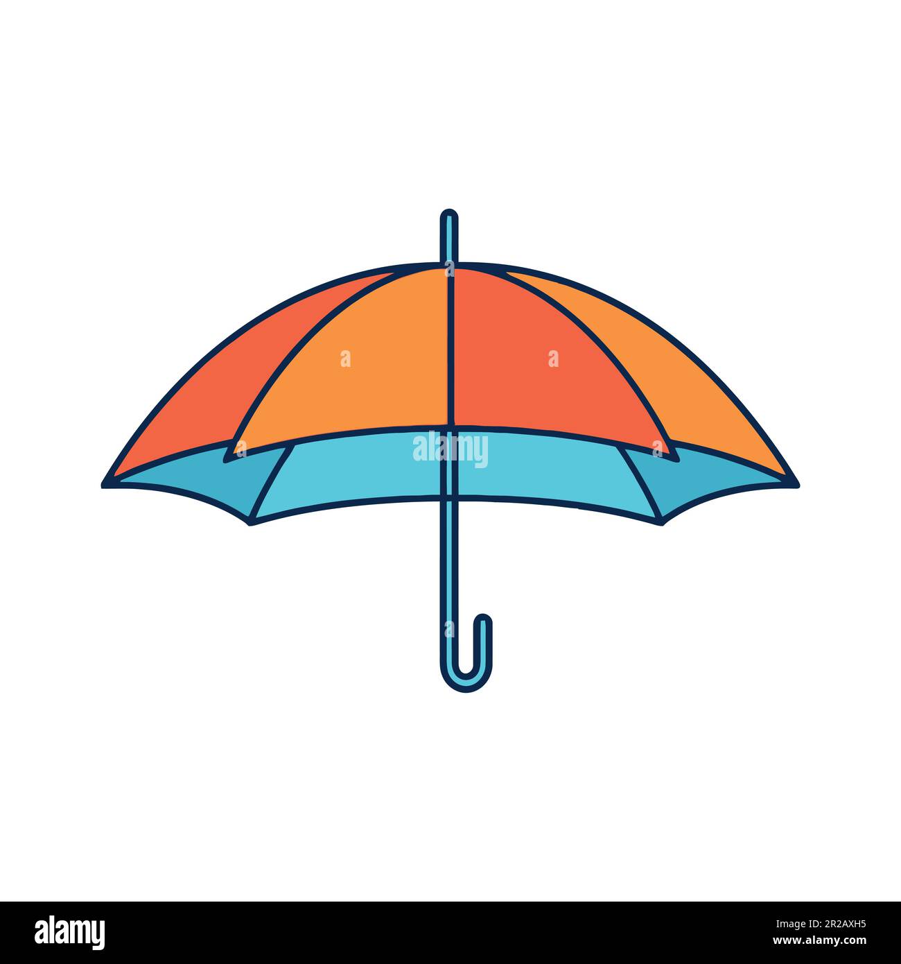 Umbrella in cartoon style, icon on white background. Vector ...