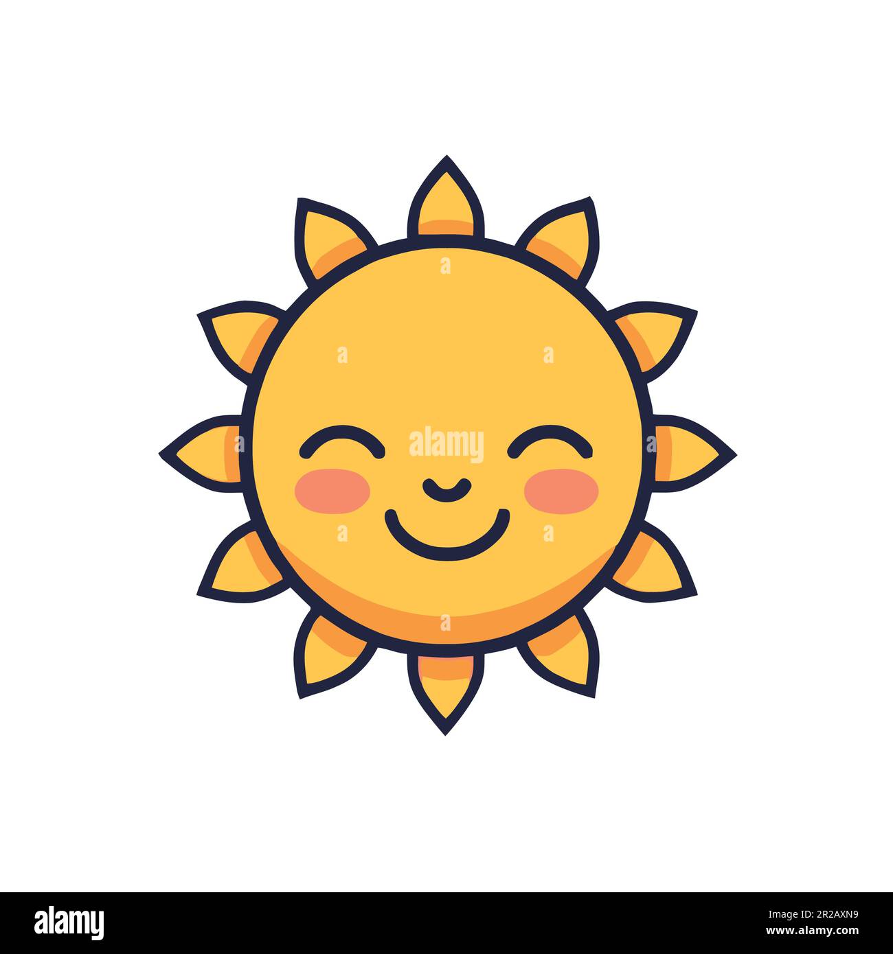 Cute sun icon on a white background. Flat style. Vector illustration ...
