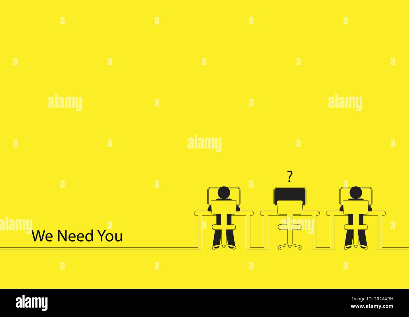 Line art illustration of two people working on the computers with one ...