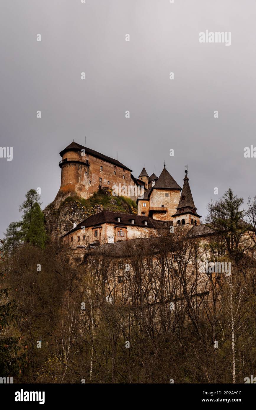 Dark castle on the top of the cliff Stock Photo - Alamy
