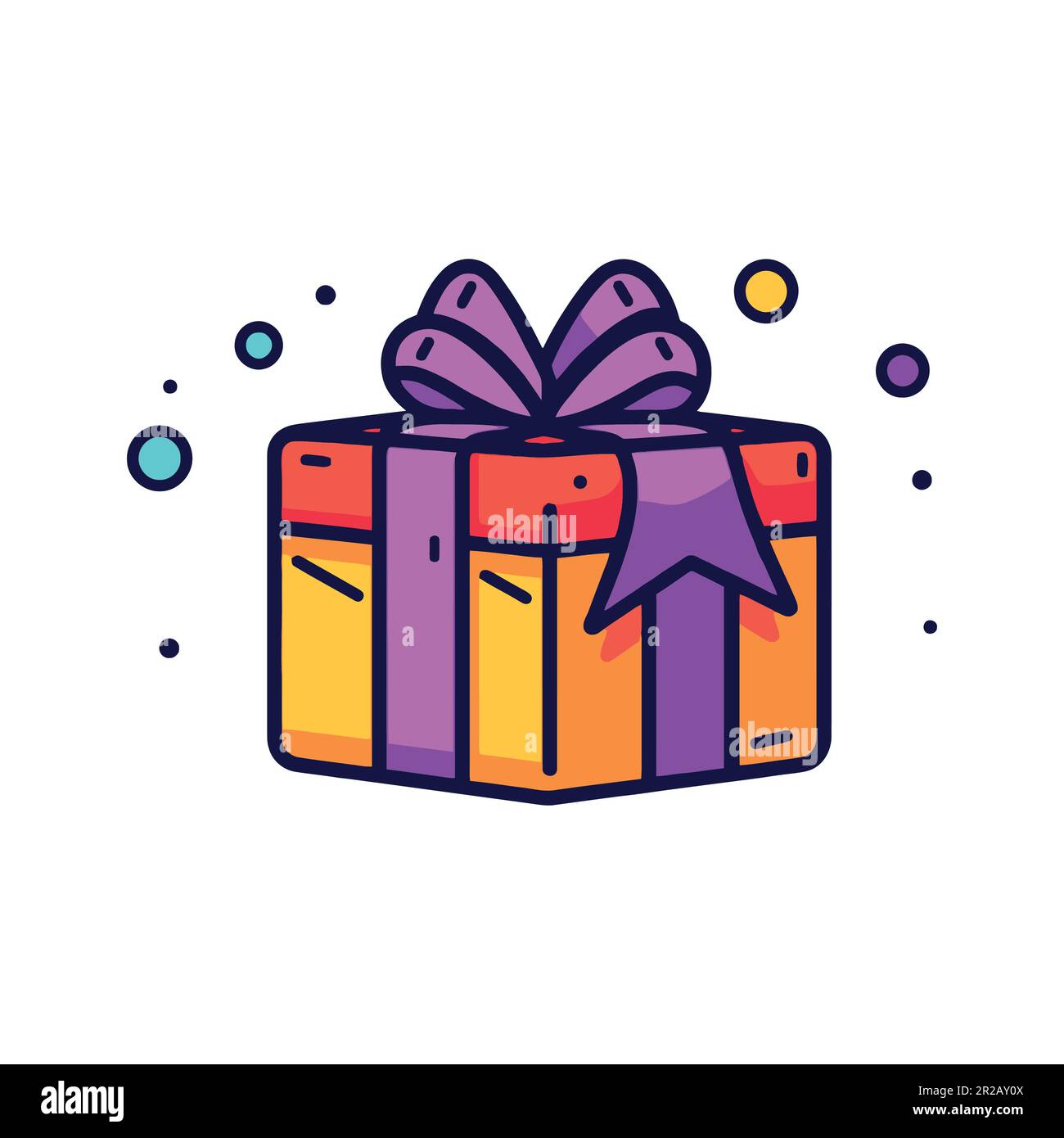 Gift icon in cartoon style on a white background. Vector illustration ...