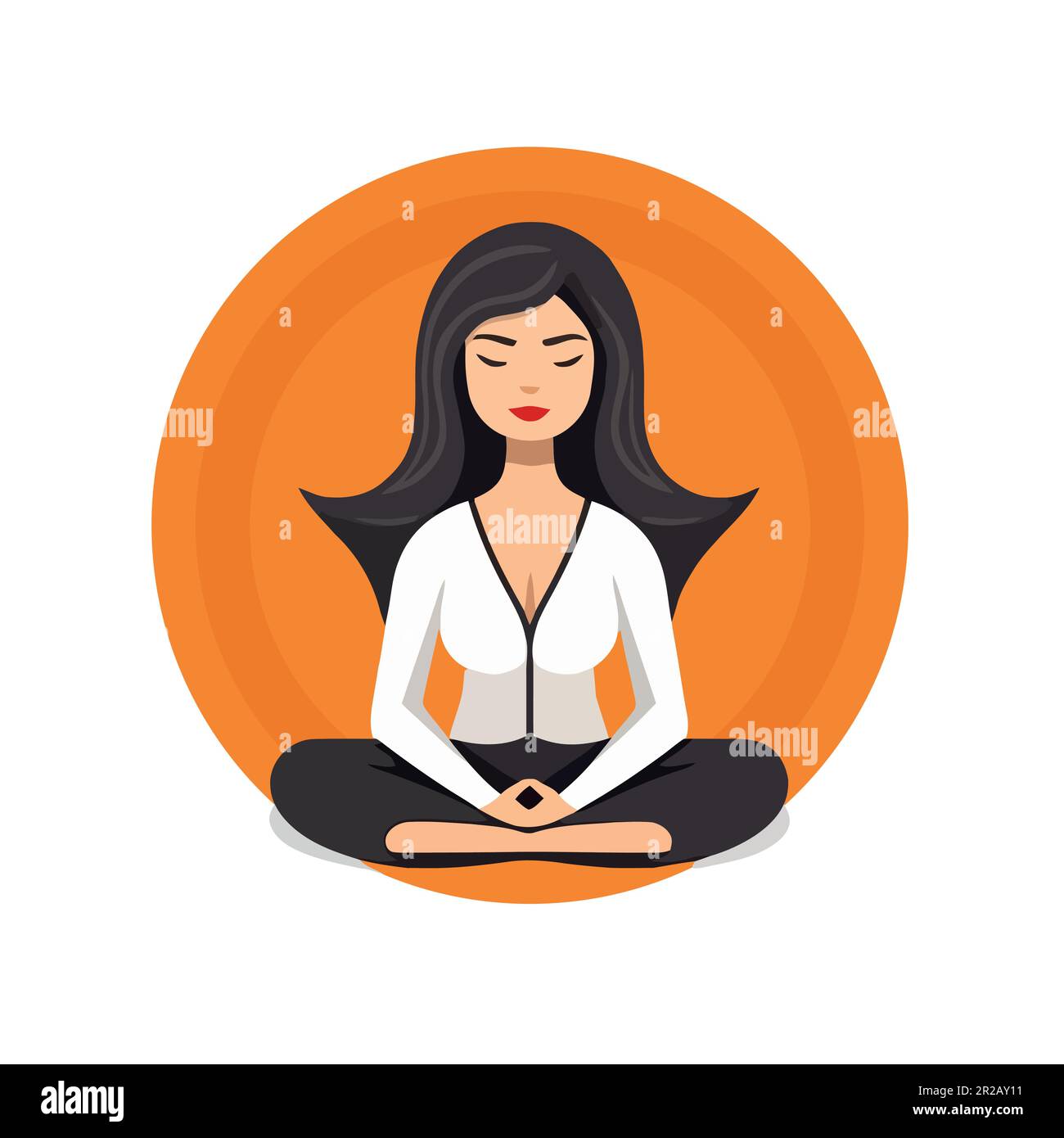 A woman sitting in the lotus position. Flat style logo isolated on ...
