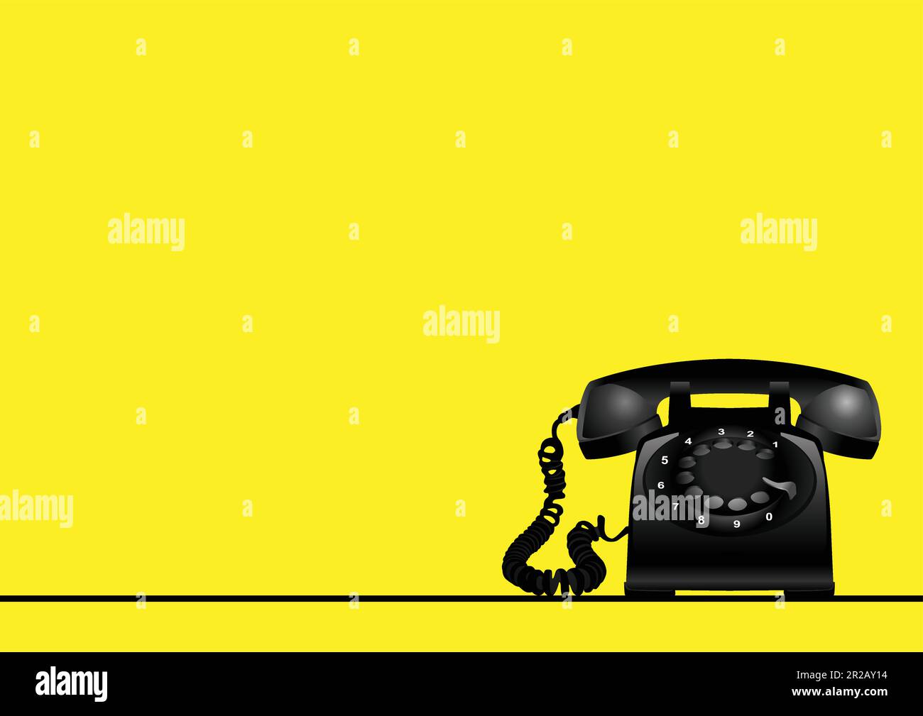 Yellow background with rotary vintage telephone Stock Vector Image ...