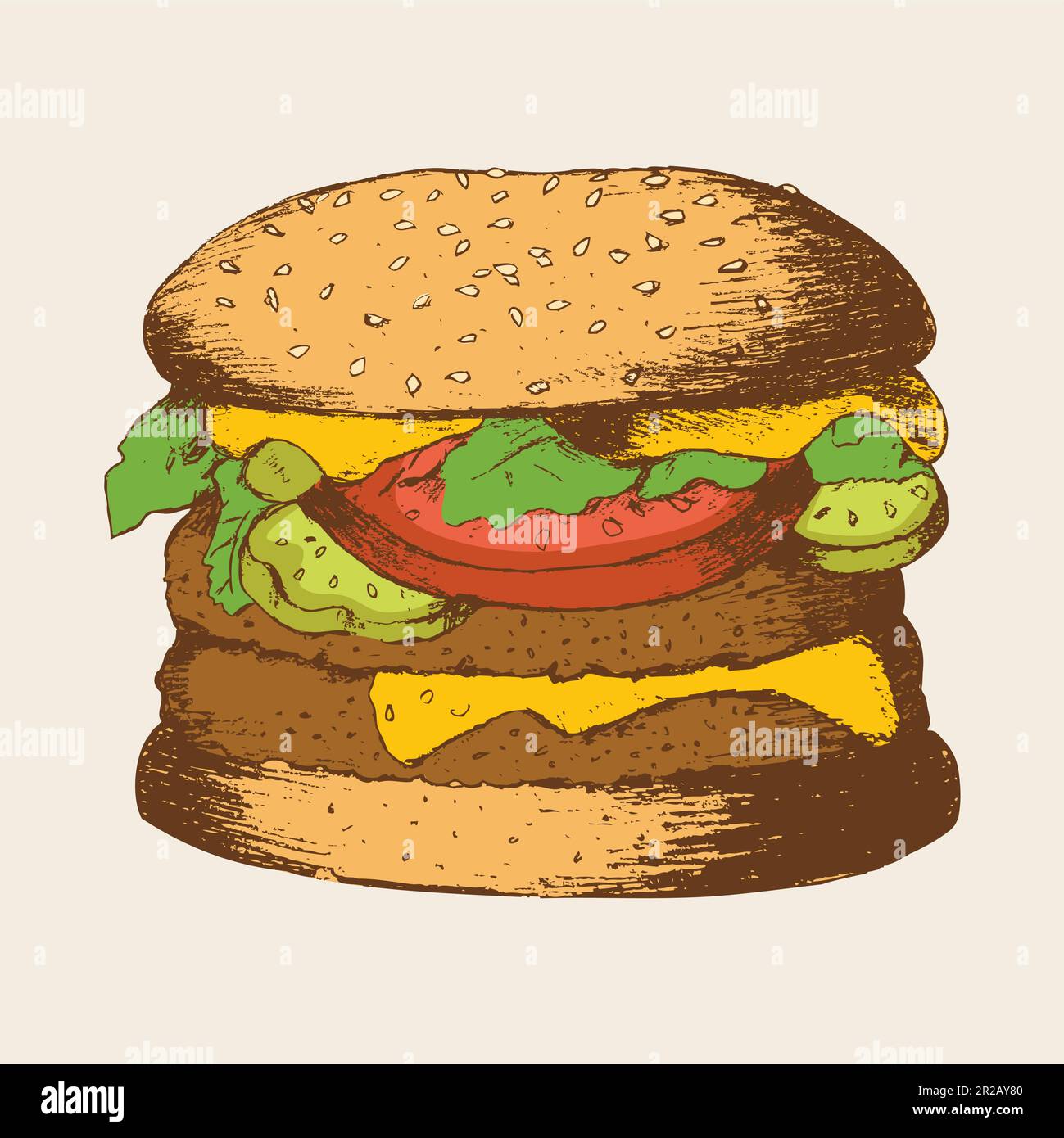 Delicious burger beef vegetables Stock Vector Images - Alamy