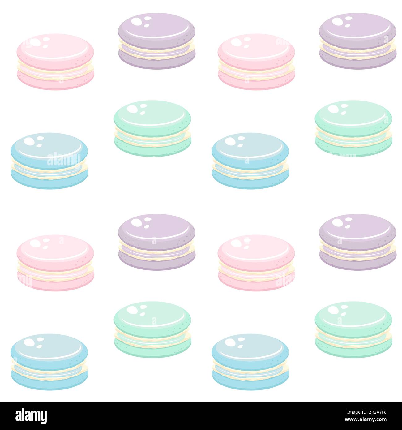 Seamless pattern with colorful macaroon cookies on white. Vector ...