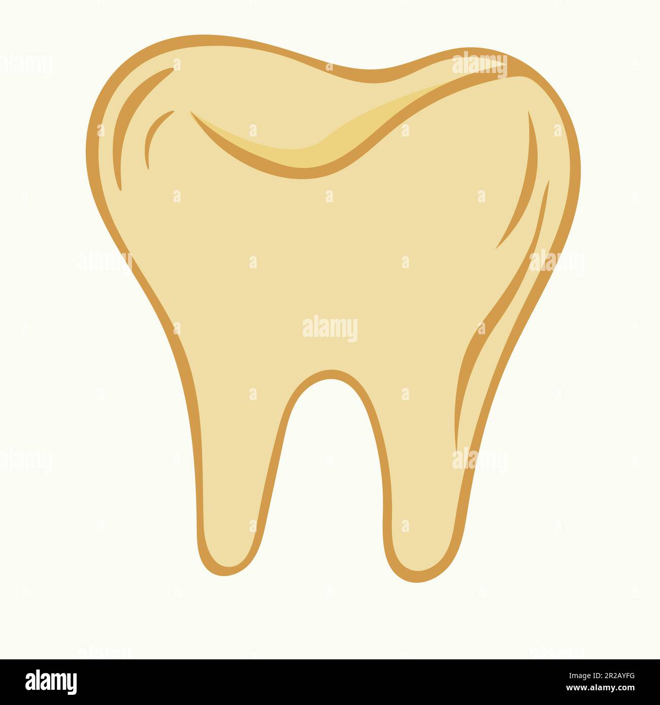 Vector illustration of a hand-drawn yellow molar tooth Stock Vector ...