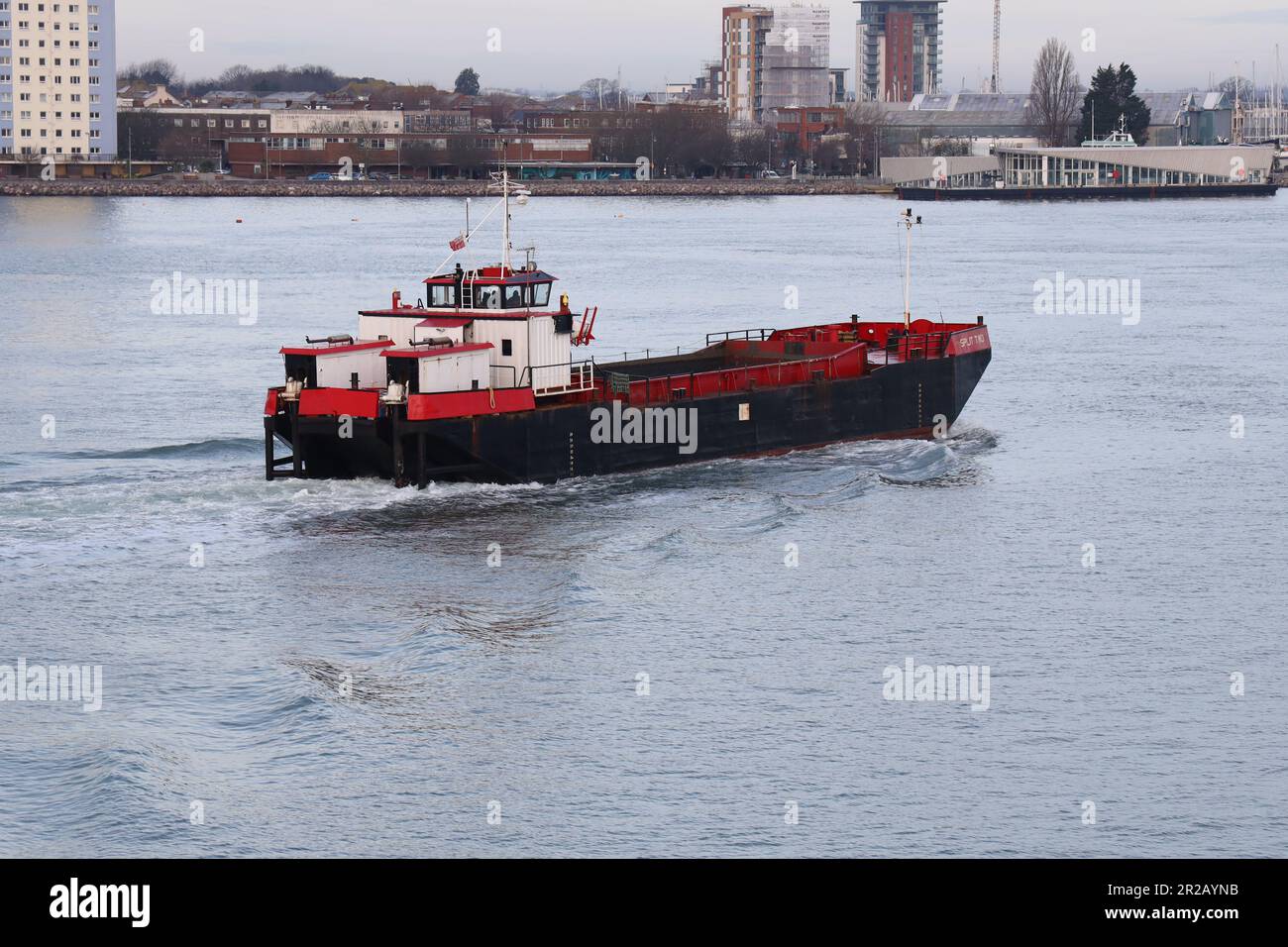 The self-propelled hopper barge MV SPLIT TWO heading up the harbour ...