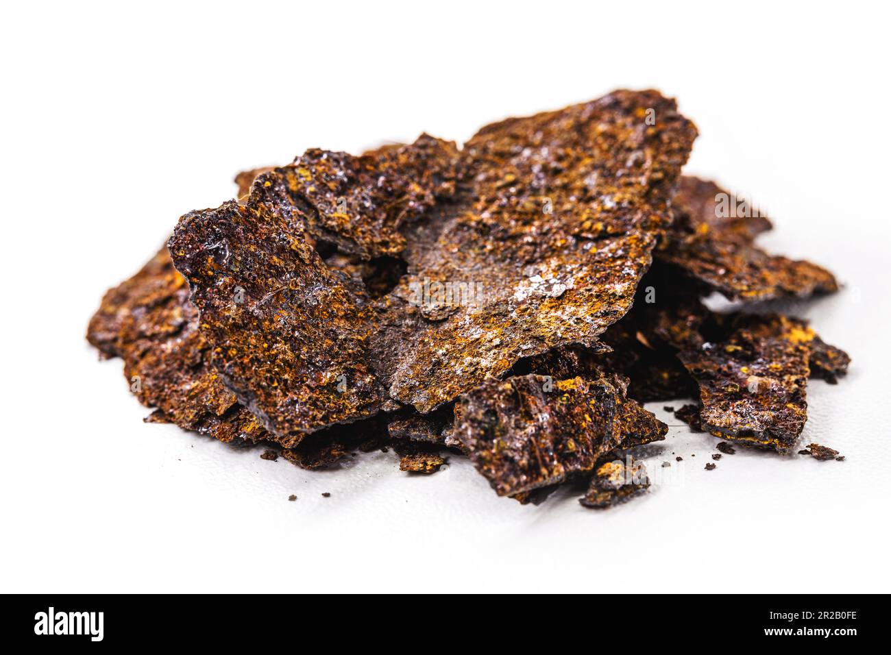 rusty metal, metal corroded by time in oxidation, isolated white ...