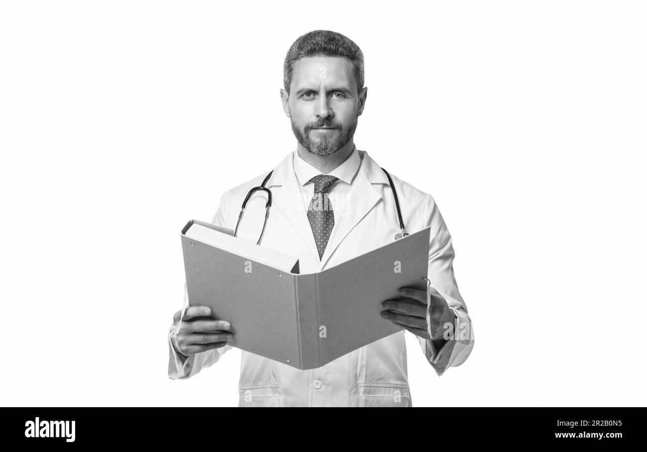 General practitioner reading medical file. Professional practitioner ...