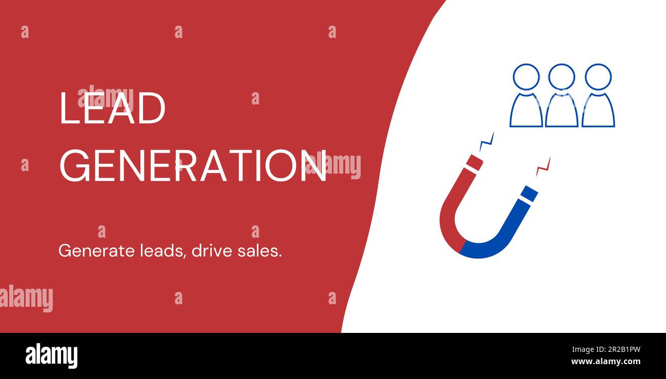 Lead Generation Banner on White and Red Background. Stylish Banner with ...