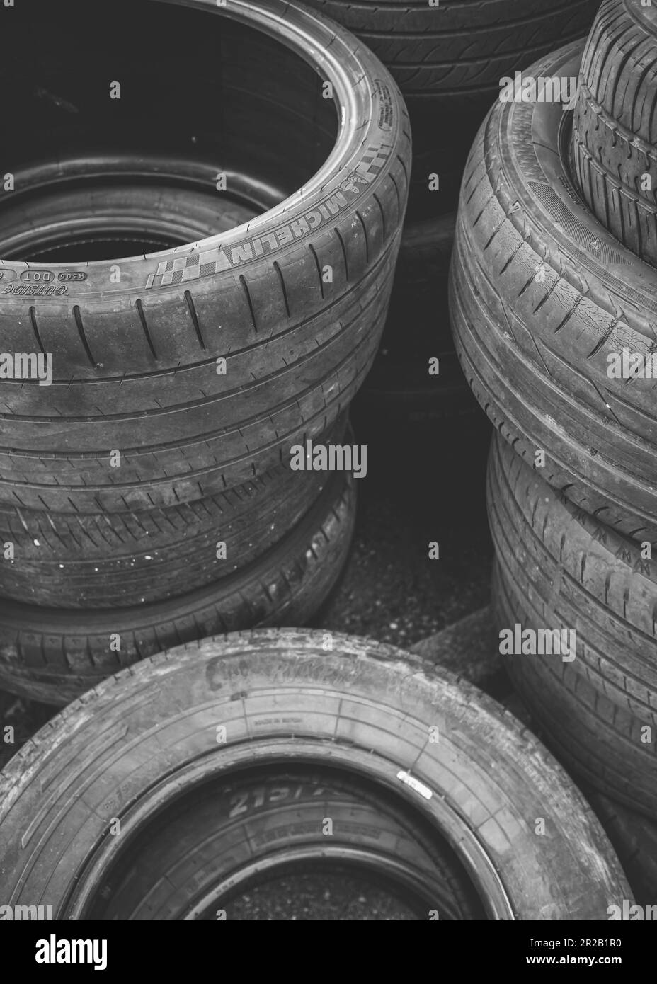 Wheel stack Black and White Stock Photos & Images - Alamy