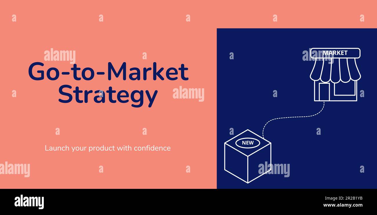 Go-to-Market Banner on Red and Blue Background. Stylish Product Launch ...