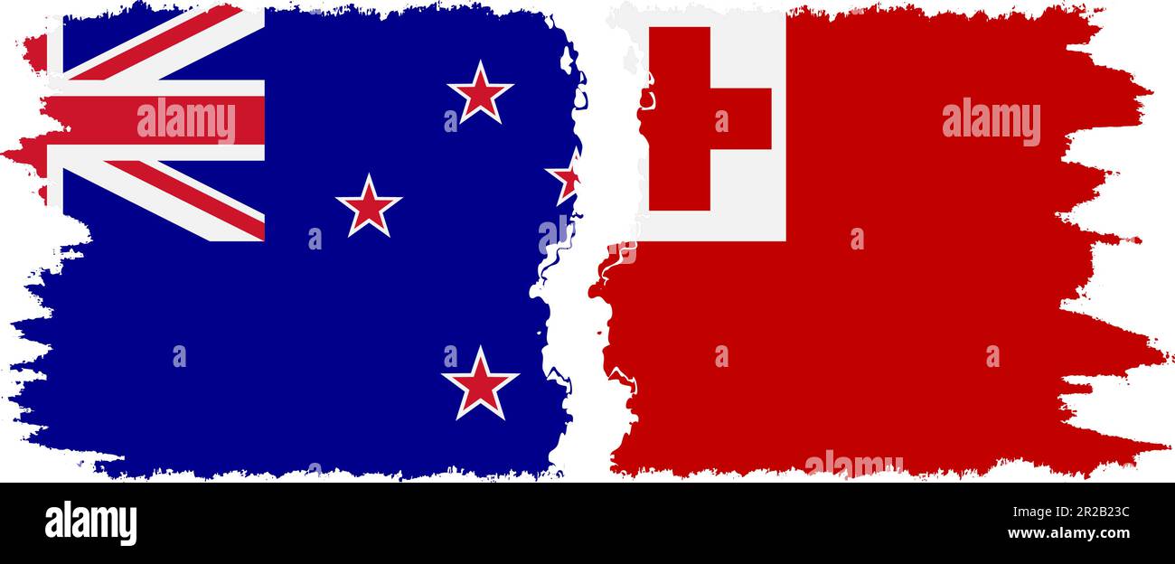 Tonga and New Zealand grunge flags connection, vector Stock Vector ...