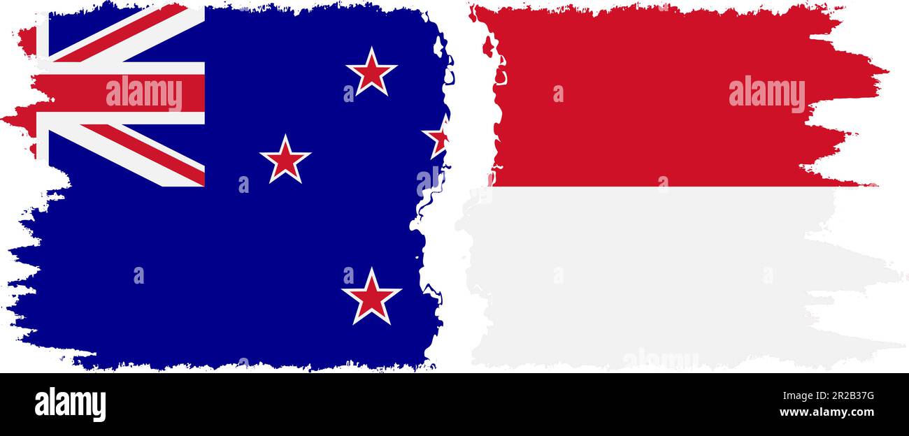 Monaco and New Zealand grunge flags connection, vector Stock Vector ...
