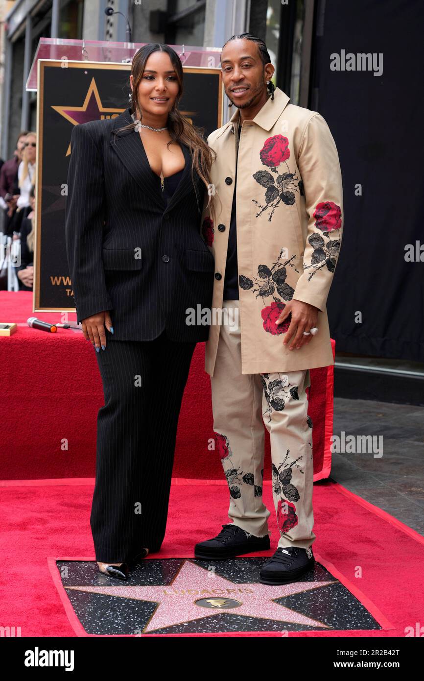 Ludacris Poses With His Wife Eudoxie Mbouguiengue During A Ceremony Honoring Him With A Star On