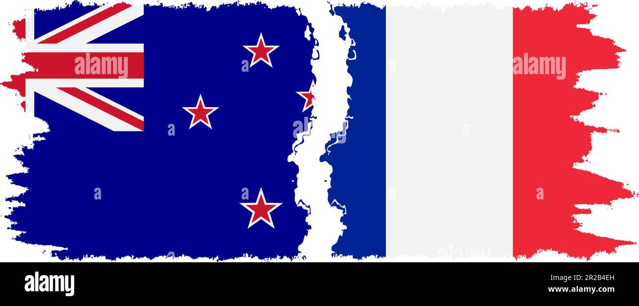 France and New Zealand grunge flags connection, vector Stock Vector ...